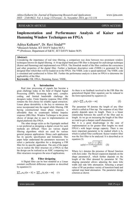 Design And Realization Of Fir Filter Using Chebyshev Window Pdf