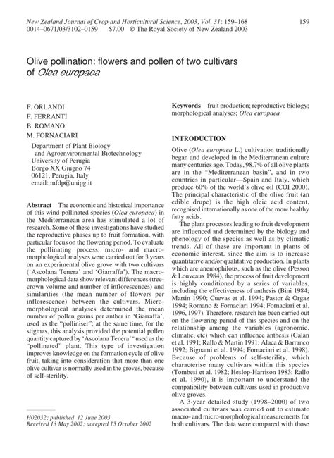 Pdf Olive Pollination Flowers And Pollen Of Two Cultivars Of Olea Europaea