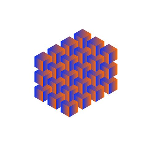 3d orange and blue gradient cube boxes stack isometric cubic blocks