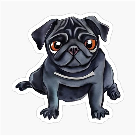 Watercolour Pug Animated Pug Cartoon Pug Sticker For Sale By