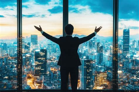 Business Strategist Explaining A Growth Strategy In Front Of A Panoramic View Of The City