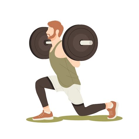 Premium Vector Young Man Workout With Barbell Isolated Illustration