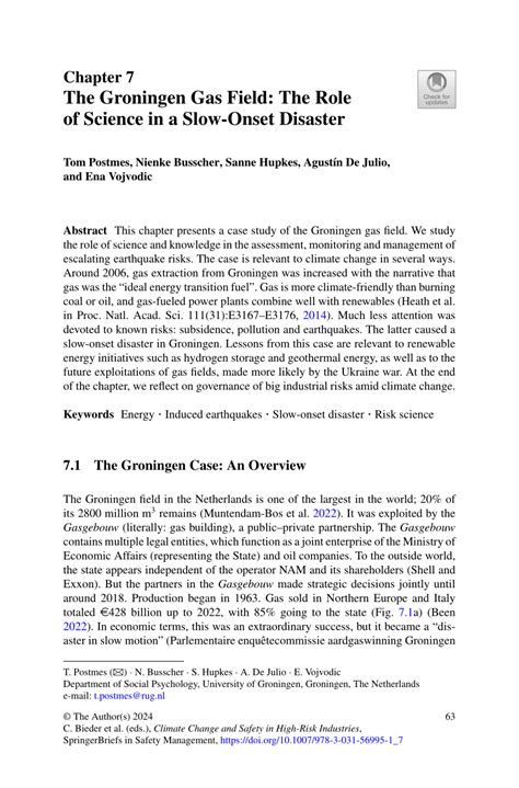 Pdf The Groningen Gas Field The Role Of Science In A Slow Onset Disaster