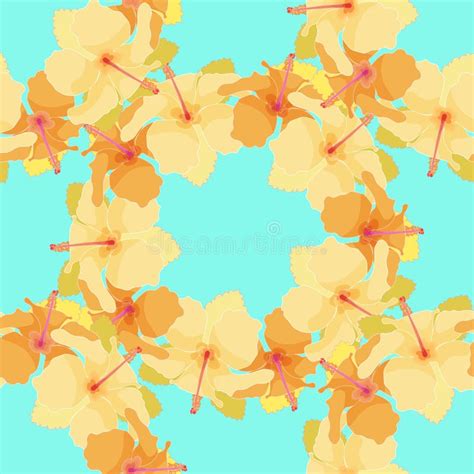 Seamless Pattern With Cute Hibiscus Vector Illustration Stock Vector Illustration Of Color