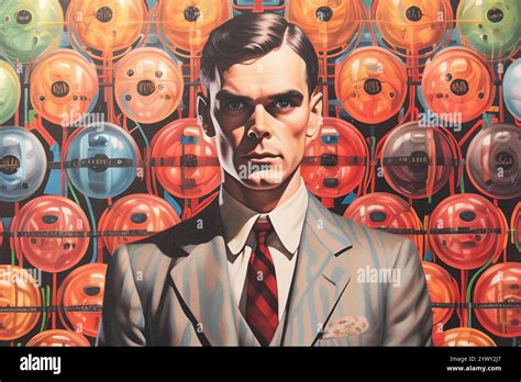 A Portarit Of Mathematician Alan Turing At Bletchley Park Code Breaking