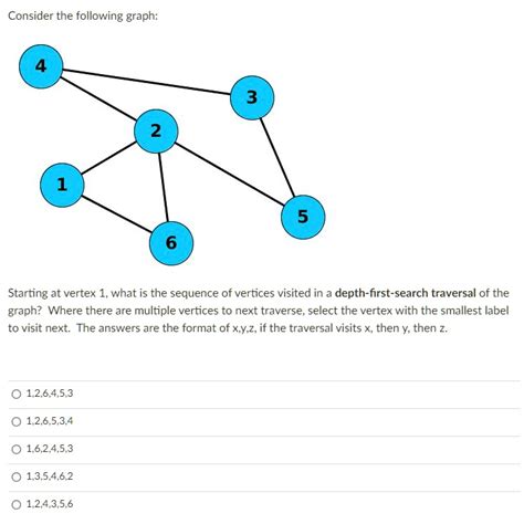 Solved 1pick One Option Only Consider The Following Graph 3 Starting At Vertex 1what Is The