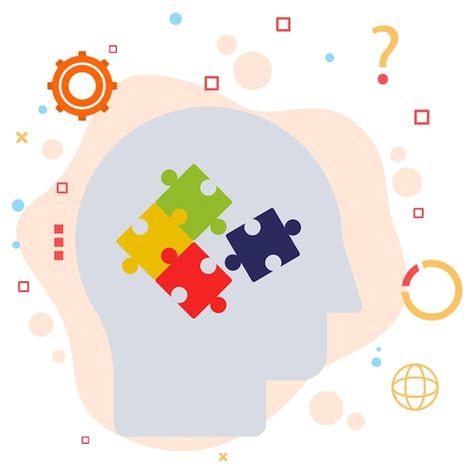 인간의 문제 해결 사고 방식 벡터 색상 아이콘 디자인 천재 사고 방식 집행 재고 일러스트 프리미엄 벡터