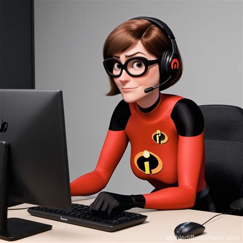 Helen Parr From Disney S The Incredibles Wearing A Revealing Dress Reading A Newspaper Prompts