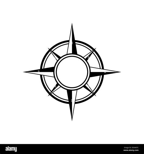 Flat Black Compass Frame Isolated On White Compass Traveler Sign Vector Flat Illustration