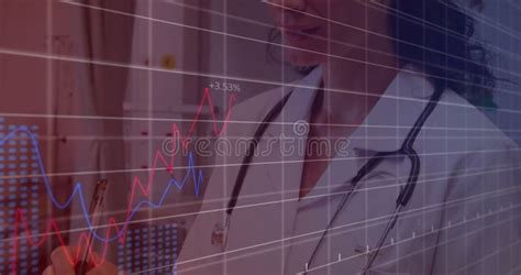 Analyzing Data With Financial Graph Animation Medical Professional At