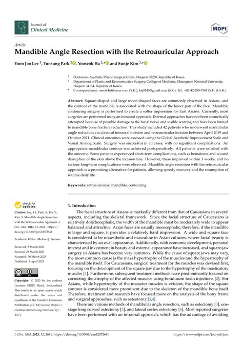 Pdf Mandible Angle Resection With The Retroauricular Approach