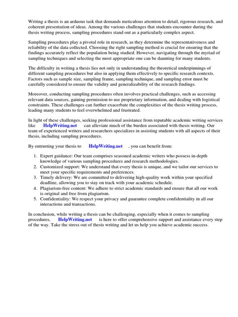 Thesis Sampling Procedures Pdf Sampling Statistics Methodology
