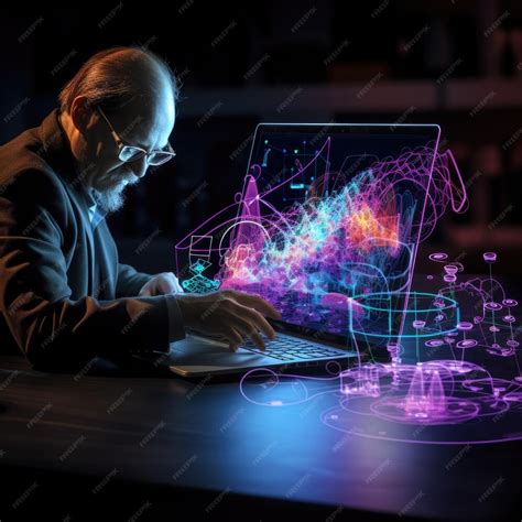 Data Visualization On A Laptop Of A Man Using Hand Premium Ai