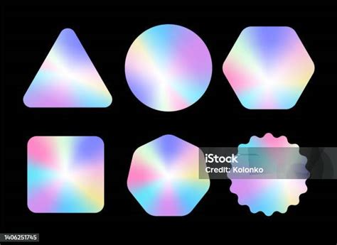 홀로그래프 스티커 라벨 벡터 복고풍 판매 그라디언트 홀로그램 스티커 모형 스탬프 배지 엠블럼 홀로그램에 대한 스톡 벡터 아트 및