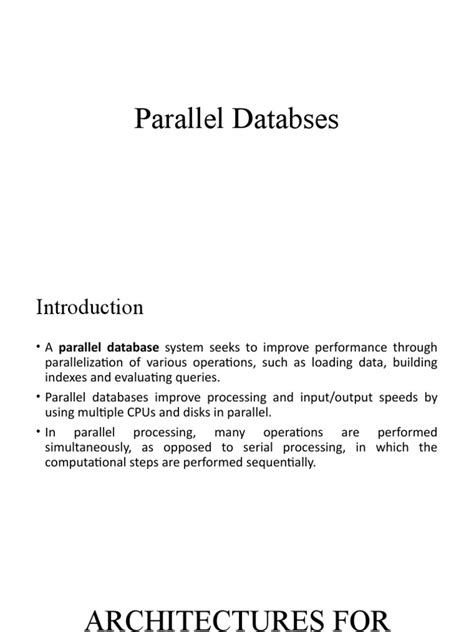 improve database performance with parallel processing pdf central