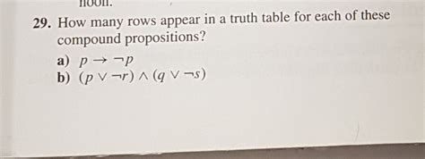 solved noon 29 how many rows appear in a truth table for