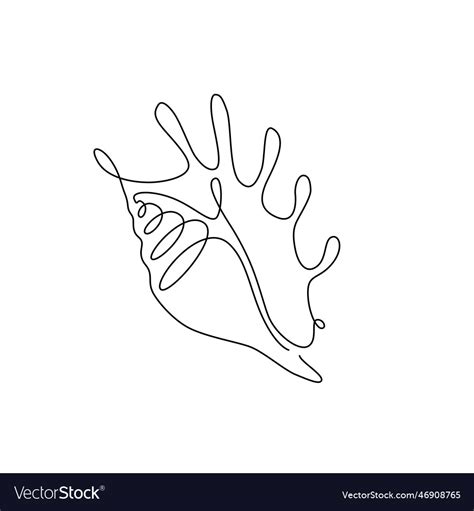 Shell Line Art Sea Continuous Royalty Free Vector Image