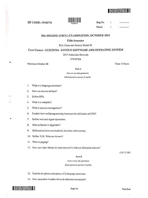 System Software And Operating System Oct 2019 Pdf Operating System Technology Office Equipment