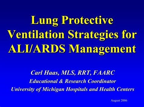 Lung Protective Ventilation Strategies For Ali Ards Management
