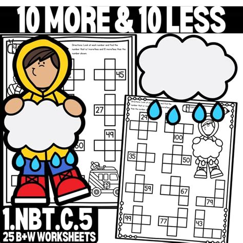 1st Grade Mental Math Puzzles Bundle 10 More And 10 Less Seasonal Themes