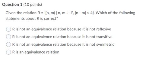 Solved Question 1 10 Points Given The Relation R N Chegg Com