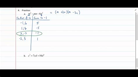 Algebra 2 Factoring Trinomials With Two Variables Pt 2 Youtube