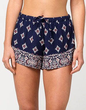 Others Follow Border Print Womens Shorts Blue Womens Shorts Short