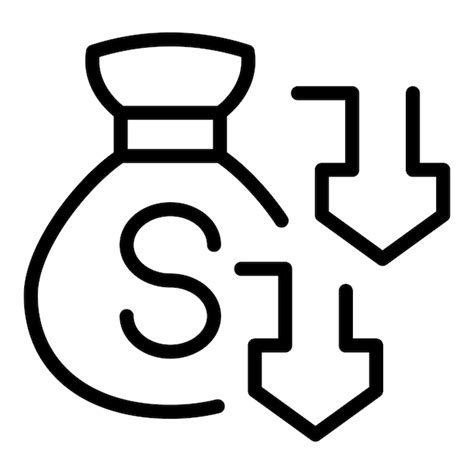 Premium Vector Line Art Icon Illustrating Cost Reduction Concept With A Money Bag And Downward