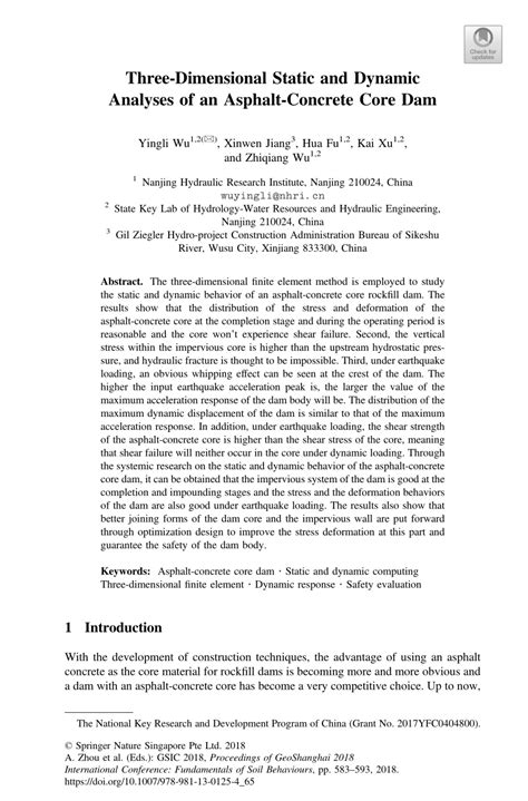 Pdf Three Dimensional Static And Dynamic Analyses Of An Asphalt