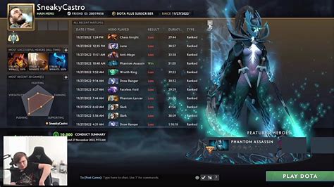 Sneakylol After Losing 10 Ranked Games In A Day Dota 2 Youtube