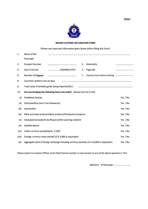Top Indian Customs Declaration Form Templates Free To Download In Pdf Format