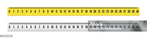 노란색과 회색 줄자 줄자 줄자 30cm 노란색 학교 측정 눈금자 미터법 측정 학교 장비 플랫 스타일의 도구 룰렛을 위한 사실적인 테이프 벡터 일러스트 레이 션 0명에 대한