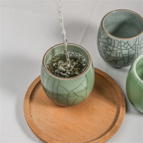 青瓷茶杯功夫茶具陶瓷水杯龙泉哥窑冰裂主人杯单杯品茗小茶杯礼盒虎窝淘