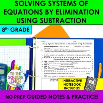 Solving Systems Of Equations By Elimination Using Subtraction TpT