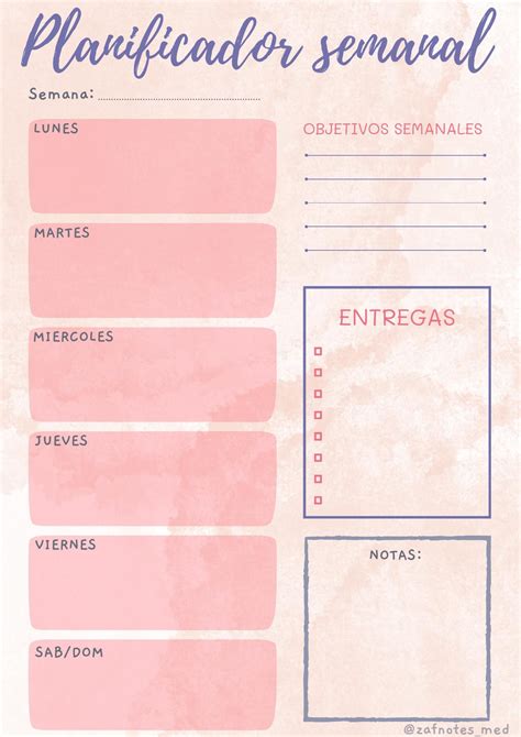 Planificador Semanal Artofit