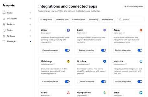 Integration Dashboard Template Webflow Template