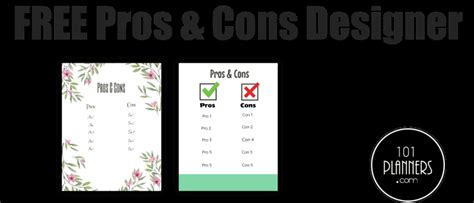 Pros And Cons List Online Or Editable And Printable