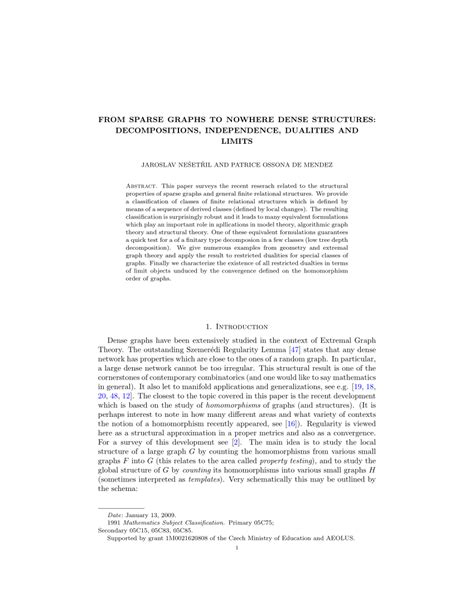 Pdf From Sparse Graphs To Nowhere Dense Structures Decompositions Independence Dualities