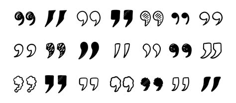 Premium Vector Quotation Mark Doodle Hand Drawn Set Quotation Marks Drawing For Quotes Template