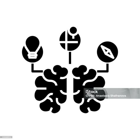 브레인 스톰 블랙 아이콘 컨셉 일러스트레이션 벡터 플랫 심볼 글리프 기호 Mental Wellbeing에 대한 스톡 벡터 아트