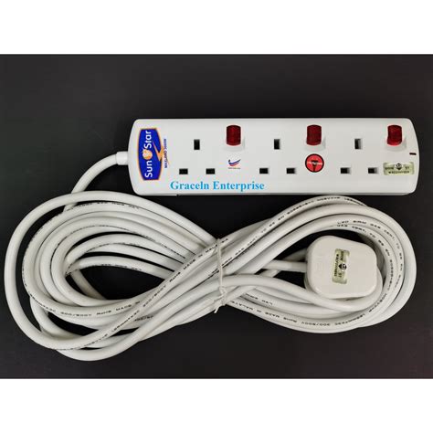 Trailing Extension Socket Portable With Sirim Plug Adapter Sunstar 3 Gang 6 Meter Shopee