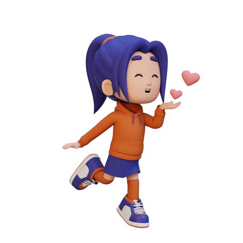 3d Cute Girl Character In Love 35656795 Png