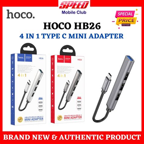 Hoco HB26 Type C Hub 4 In 1 Adapter USB3 0 USB2 0 3 Brand New Store Pickup Door Delivery