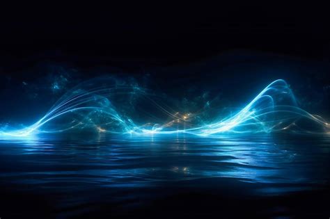 검은 배경에 푸른 빛 라인 프리미엄 사진