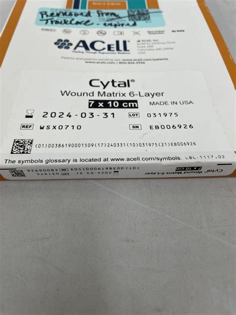 New Integra Wsx0710 Acell Cytal Wound Matrix 6 Layer 7cm X 10cm Disposables General For Sale