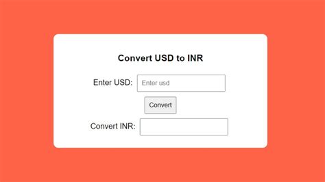 Currency Converter Usd To Inr With Html Css And Javascript Youtube