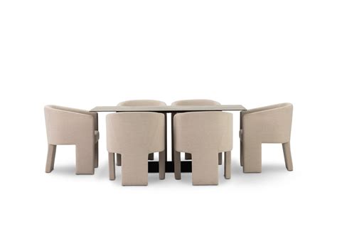 Grey Marble Beige Milas 7 Piece Dining Suite With Alicante Dining Chairs