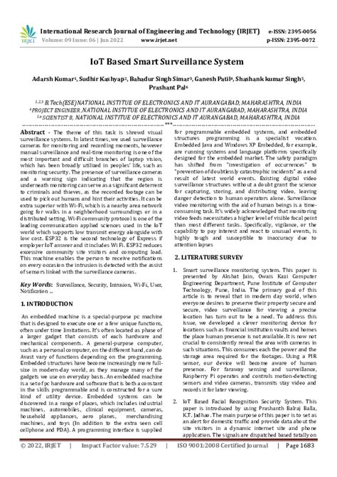 pdf iot based smart surveillance system