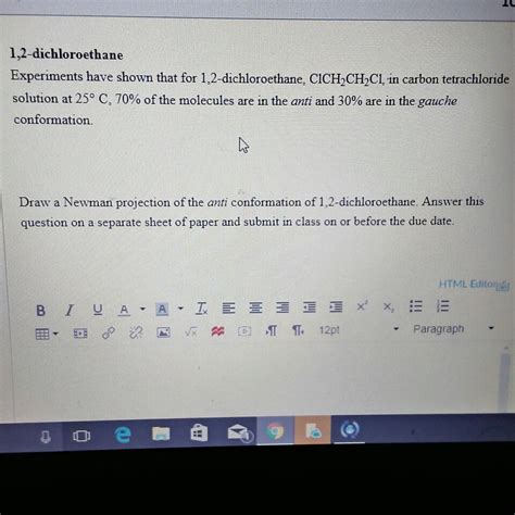Solved 1 2 Dichloroethane Experiments Have Shown That For