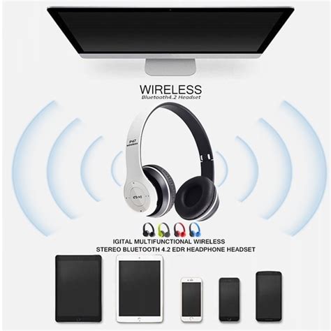 Foldable Bluetooth Wireless P Headphones Noise Canceling Mp Mp Fm Player Black Market